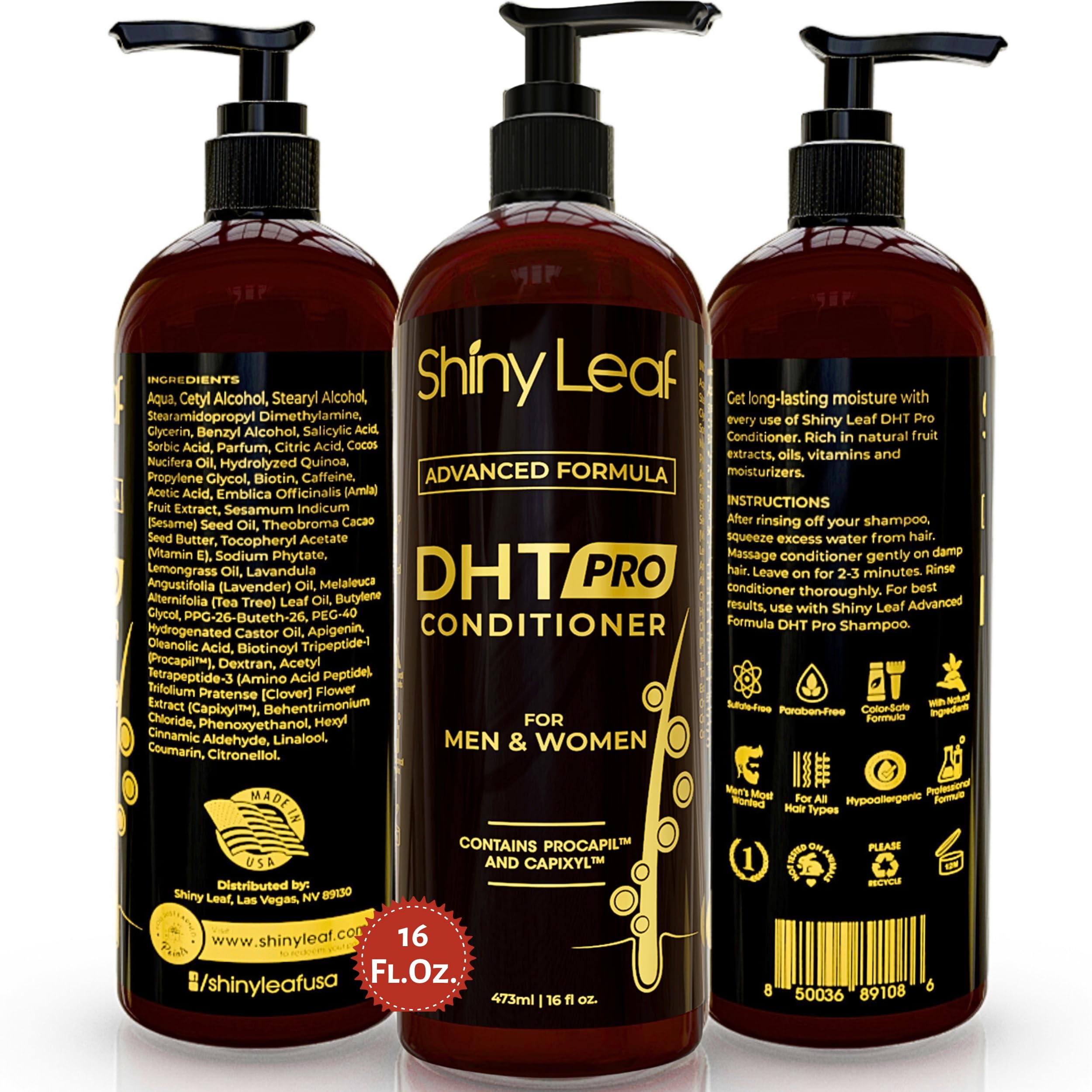 Shiny Leaf DHT Pro Conditioner - dvanced Formula with Procapil and Capixyl, DHT Blockers and Natural Extracts, Hair Loss Conditioner For Women And Men, 16 Fl. Oz