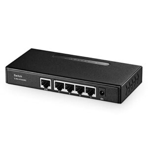 binardat 5 port multi gigabit switch, 1 x 2.5 gigabit and 4 x 1 gigabit ethernet rj-45 ports, metal fanless, desktop and wall mount, unmanaged plug & play network switch