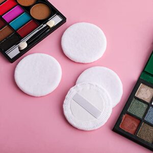 Sibba Loose Powder Puff 12 Pieces Round Velour Face Makeup Compact Body Container Setting Pressed Blending Foundation Cream Make Up Ribbon Strap Sponge Cushion Applicator (White)