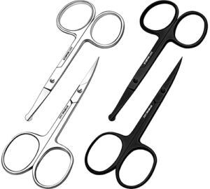 utopia care - curved and rounded facial hair scissors for men – 4 pack - mustache, nose hair & beard trimming scissors, safety use for eyebrows, eyelashes, and ear hair - professional stainless steel