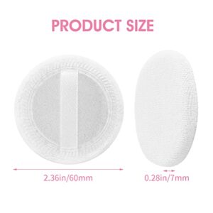 Sibba Loose Powder Puff 12 Pieces Round Velour Face Makeup Compact Body Container Setting Pressed Blending Foundation Cream Make Up Ribbon Strap Sponge Cushion Applicator (White)