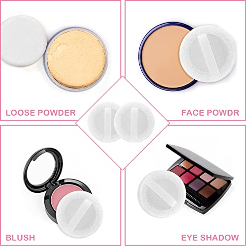 Sibba Loose Powder Puff 12 Pieces Round Velour Face Makeup Compact Body Container Setting Pressed Blending Foundation Cream Make Up Ribbon Strap Sponge Cushion Applicator (White)