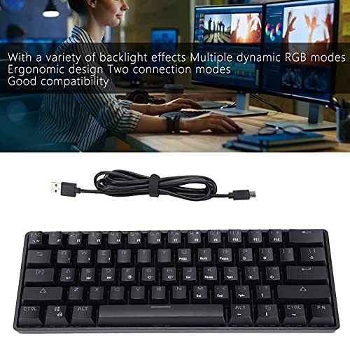 Goshyda Gaming Keyboard,Portable Keypads Wireless Wired Dual Connection Mode Keyboard with Smart Power Saving & Two Color Injection Molding Technology,for PC