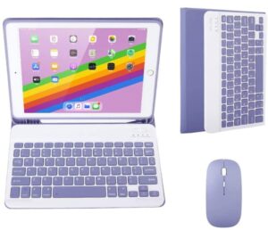 yeehi color keyboard for ipad mini 5th generation ipad mini 4 keyboard case with mouse cute detachable removable wireless bluetooth keyboard cover for ipad mini 5 mini 4 (purple)