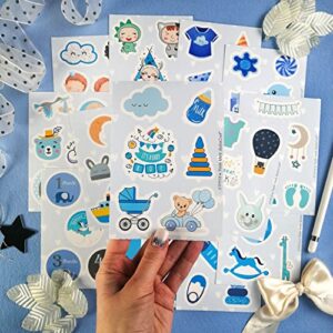 BulbaCraft 100Pcs Boy Stickers for Shower, Newborn Stickers, Window Stickers, Scrapbook Boy Stickers, Shower Favors for Boys, Elephant Stickers