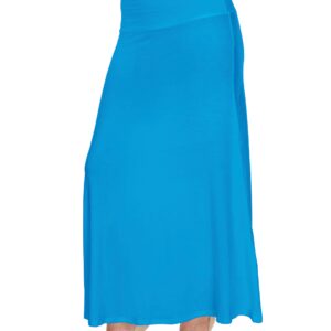 Basic ABC Casual High Waist Floor Length Maxi Skirt, 2X, Baby Blue