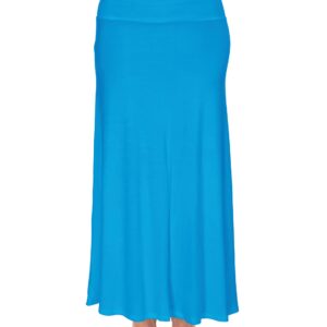 Basic ABC Casual High Waist Floor Length Maxi Skirt, 2X, Baby Blue