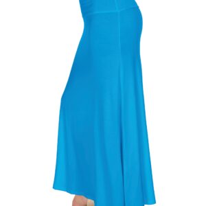 Basic ABC Casual High Waist Floor Length Maxi Skirt, 2X, Baby Blue