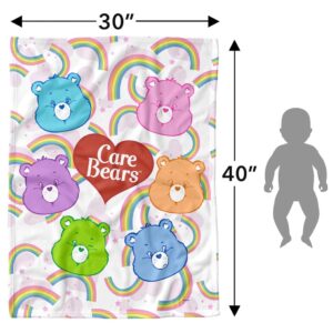 LOGOVISION Care Bears Lightweight Baby Blanket, 30"X40", Bear Heads Unisex for Infants Girls & Boys