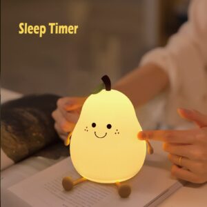 Neioaas Children's Cute Lamp,Cute Night Light, Pear Shaped Night Light, Silicone Bedside Lamp Warm Lamp 7 Color USB Charging Mini Table Lamp, Bedroom Decoration, Children's Gift Valentine's Day Gift