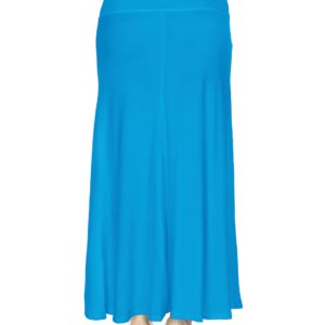 Basic ABC Casual High Waist Floor Length Maxi Skirt, 2X, Baby Blue