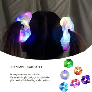 LED Scrunchies, 6 Pcs Light up Scrunchies Elastic Glow Hairbands Hair Scrunchies Neon Accessories with 3 Light Modes for Girls Women Festival Accessories Christmas Halloween Party