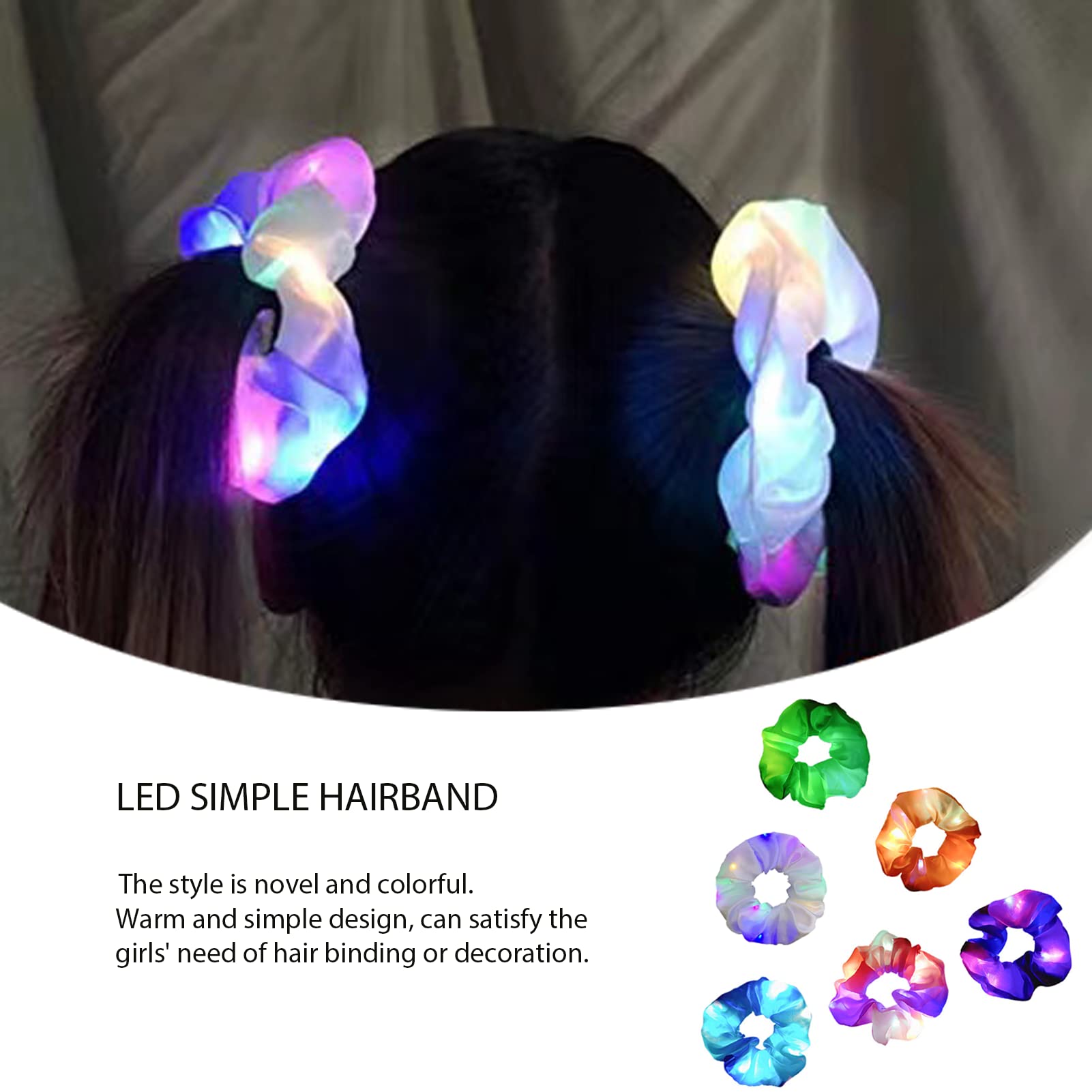 LED Scrunchies, 6 Pcs Light up Scrunchies Elastic Glow Hairbands Hair Scrunchies Neon Accessories with 3 Light Modes for Girls Women Festival Accessories Christmas Halloween Party