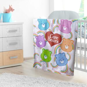 LOGOVISION Care Bears Lightweight Baby Blanket, 30"X40", Bear Heads Unisex for Infants Girls & Boys