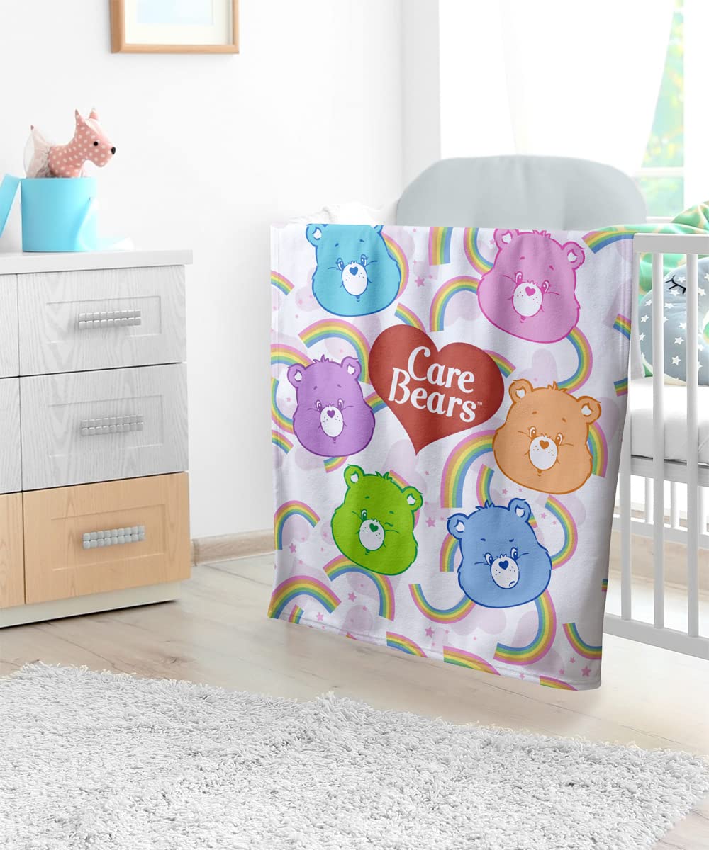 LOGOVISION Care Bears Lightweight Baby Blanket, 30"X40", Bear Heads Unisex for Infants Girls & Boys