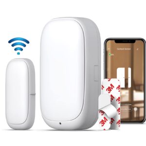 jemay wifi door alarm sensor, real-time door sensor detector, smart window and door alarm work with tuya app,door open contact sensor for home security and burglar alert