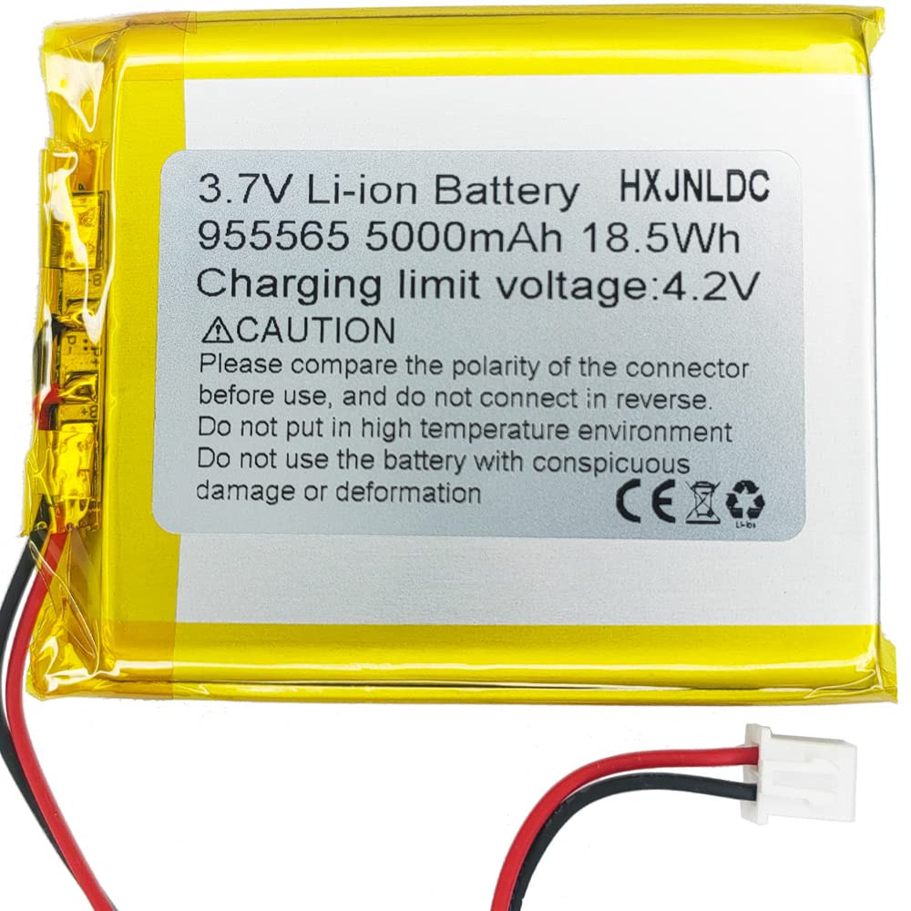 HXJNLDC DC 3.7V 5000mAh 955565 li-ion Lithium Ion Polymer Battery Replacement for DIY 3.7-5V Electronic Product, Mobile Energy Storage Power Supply