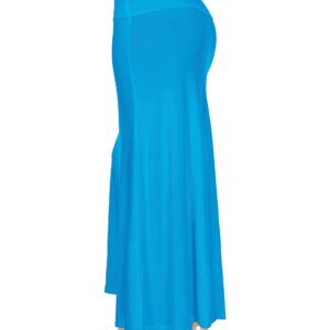 Basic ABC Casual High Waist Floor Length Maxi Skirt, 2X, Baby Blue