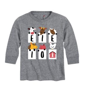 international harvester - e-i-e-i-o barnyard animals - toddler long sleeve graphic t-shirt - size 2t athletic heather