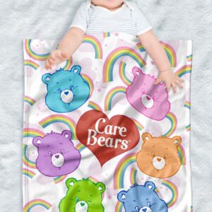 LOGOVISION Care Bears Lightweight Baby Blanket, 30"X40", Bear Heads Unisex for Infants Girls & Boys