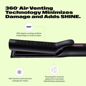 Trademark Beauty Airflow Styling Flat Iron, 2 in 1 Hair Straightener & Curler, Ceramic Plates, Tourmaline Coating, 360 Degree Air Vents, Sunny Styler - Black