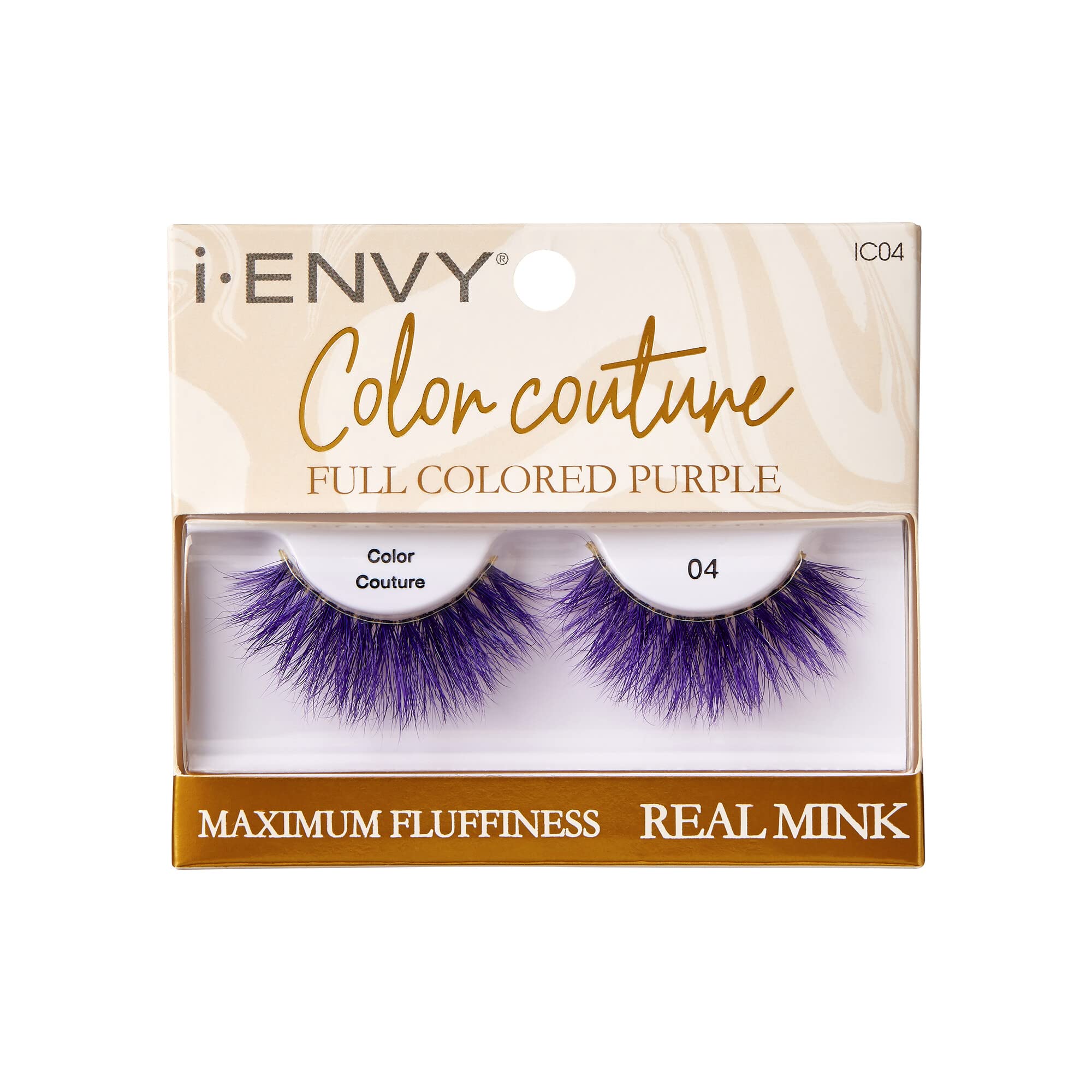 iENVY False Eyelashes Real Mink Color Couture Full Colored Lashes Maximum Fluffiness and Volume Fake Eyelashes (Purple)