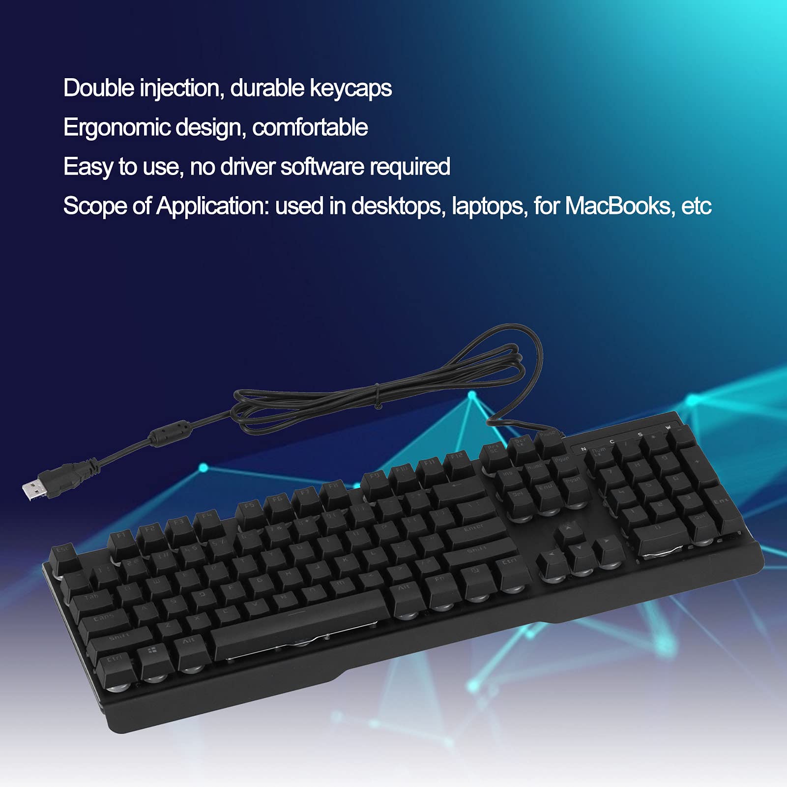 Mechanical Keyboard, Portable 104 Keys Wired Full‑Speed USB2.0 Port Gaming Keyboard with Double Injection Molding,for Computer Notebook