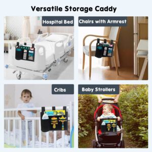 Bedside Storage Caddy, Bunk Bed Storage Bag, Hanging Bedside Organizer for TV Remote Control, Phones, Tablets, Bedside Pocket for College Dorm Rooms Baby Bed Rails, Hospital, Camp