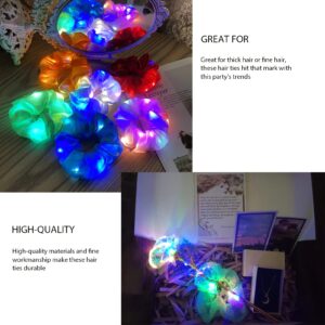 LED Scrunchies, 6 Pcs Light up Scrunchies Elastic Glow Hairbands Hair Scrunchies Neon Accessories with 3 Light Modes for Girls Women Festival Accessories Christmas Halloween Party