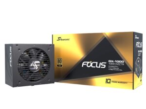 seasonic focus gx-1000, 1000w 80+ gold, full-modular, fan control in fanless, silent, and cooling mode, 10 year warranty, perfect power supply for gaming and various application, ssr-1000fx.