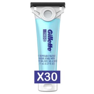 gillette treo razor - disposable razors with built-in shave gel, great for caregivers (pack of 30)