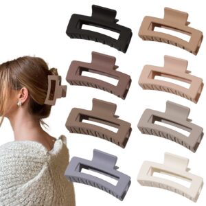 ivyu hair clip for women thick thin hair - 8 pieces matte claw clips medium rectangle claw clip strong hold cute jaw clip hair styling accessories