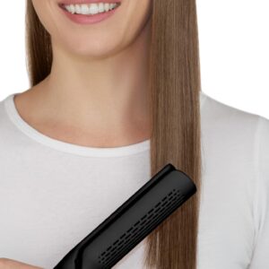 Trademark Beauty Airflow Styling Flat Iron, 2 in 1 Hair Straightener & Curler, Ceramic Plates, Tourmaline Coating, 360 Degree Air Vents, Sunny Styler - Black