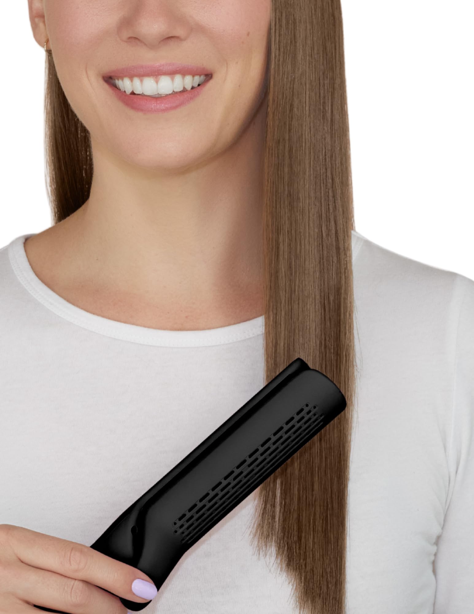 Trademark Beauty Airflow Styling Flat Iron, 2 in 1 Hair Straightener & Curler, Ceramic Plates, Tourmaline Coating, 360 Degree Air Vents, Sunny Styler - Black