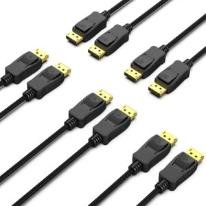 benfei [vesa certified] displayport to displayport 6 feet cable 5 pack, dp to dp male to male cable gold-plated cord, supports 4k@60hz, 2k@165hz compatible for lenovo, dell, hp, asus