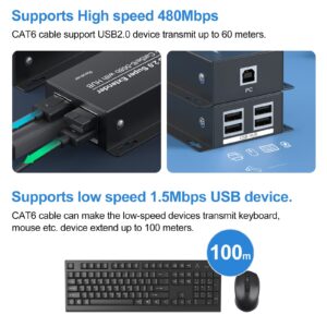 USB Extender Over Ethernet 200ft USB2.0 HUB RJ45 Cat5e/6 up to 480Mbps with Power Adapter Two Cameras Work in Sync Support Windows MacOS Android Linux