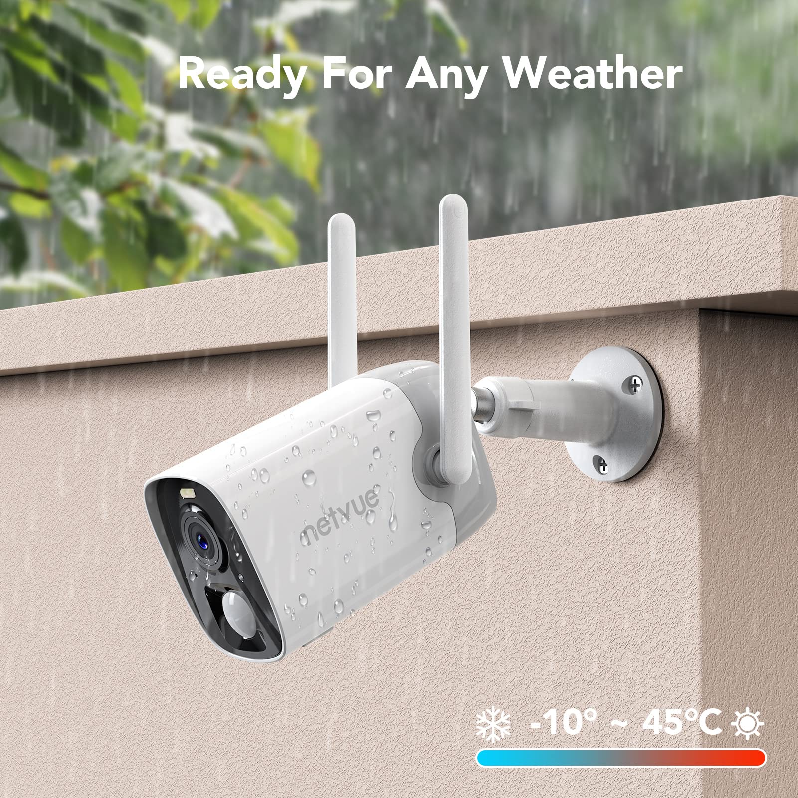 NETVUE Security Camera Wireless Outdoor, 2K Color Night Vision AI Motion Detection, WiFi Home Outdoor Camera, IP65 Weatherproof, 2 Way Audio, Spotlight Siren Alarm, Cloud/SD Storage