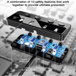 Qeefun 4-Port USB Hub 3.0, Individual LED Power Switches USB Extension 2ft USB Extender 5V/3A USB Adapter for Laptop, PC, USB Flash Drives, and More……