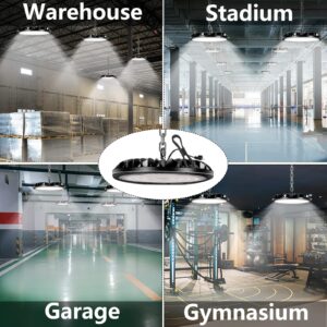 2 Pack 300W UFO LED High Bay Light, 30000LM LED High Bay Light Fixture with 110V US Plug, 6500K Daylight White Commercial Warehouse Area Light for Wet Location Area, Workshop, Warehouse, Garage