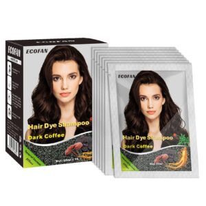 10 pcs semi-permanent hair color shampoo - 3 in 1 instant hair dye for men & women, herbal ingredients for 100% grey coverage (dark coffee/dark brown)