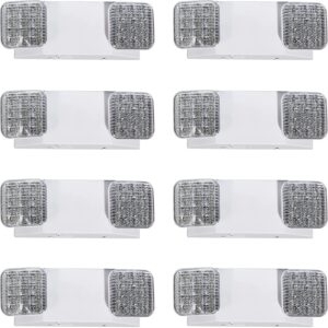 led emergency light with battery backup, two adjustable heads integrated commercial emergency lighting exit light, domestic power outage emergency light, ac 120/277v ul listed (8 pack)