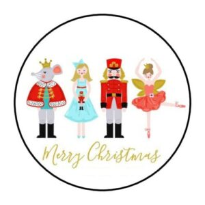 stencils world 30 pcs christmas nutcracker favor labels round​​​​ stickers envelope seals labels round tags, stamps sticker for gift cards, envelopes, boxes for holiday, birthday, christmas