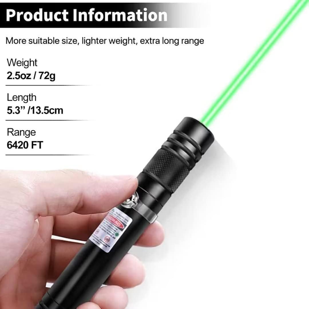 Cowjag Long Range Green Laser Pointer,Laser Pointer High Power Pen, Green Pointer Rechargeable for Hiking, Cat Laser Toy USB Charge(Green Light)