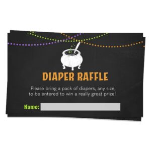 the invite lady halloween baby shower diaper raffle cards, 50 count, black and orange, 3 x 5 inch