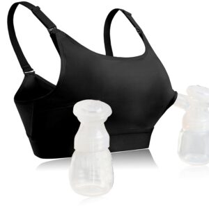 hands free pumping bra hands-free breast pump bra nursing bras for pumping adjustable breast-pumps holding and nursing bra (black, large)