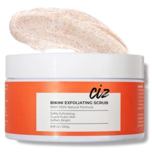 bikini area exfoliator, exfoliating scrub for bikini area, ingrown hair treatment for bikini area, razor bump treatment for bikini area, sugar scrub for bikini area, shaving exfoliator scrub for women