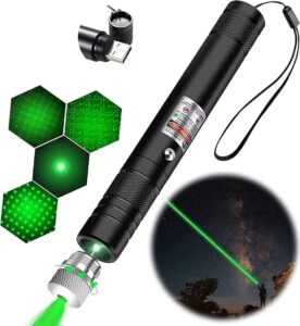 cowjag long range green laser pointer,laser pointer high power pen, green pointer rechargeable for hiking, cat laser toy usb charge(green light)