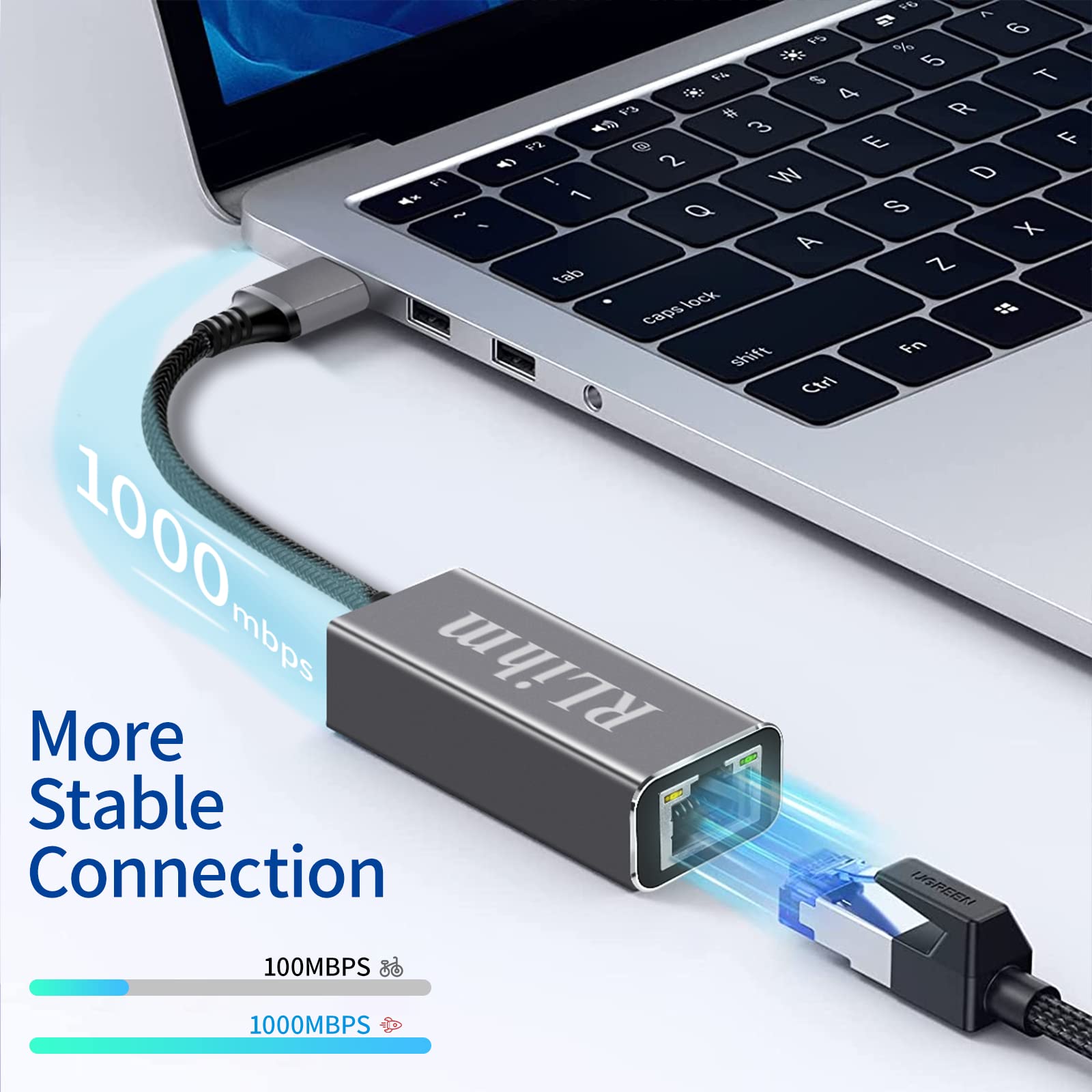 USB to Ethernet Adapter,USB 3.0 to 10/100/1000 Mbps Gigabit Ethernet LAN Network Adapter,RLihm Gigabit RJ45 Internet Adapter,Plug & Play USB Ethernet Adapter,Compatible for Mac OS,Windows7/8/10/11,XP