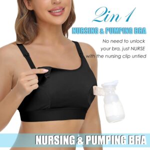 Hands Free Pumping Bra Hands-Free Breast Pump Bra Nursing Bras for Pumping Adjustable Breast-Pumps Holding and Nursing Bra (Black, Large)