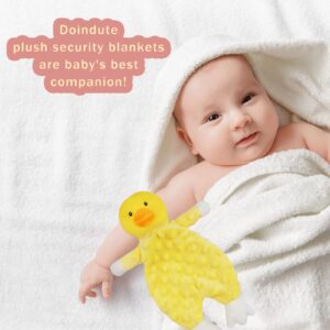 Doindute Baby Yellow Duck Soft Stuffed Animal Security Blanket, Plush Duck Character Lovey Blanket, Baby Shower/Nursery Gift, Newborn Infant Toddler Snuggle Blankie for Boys Girls, 10 Inches